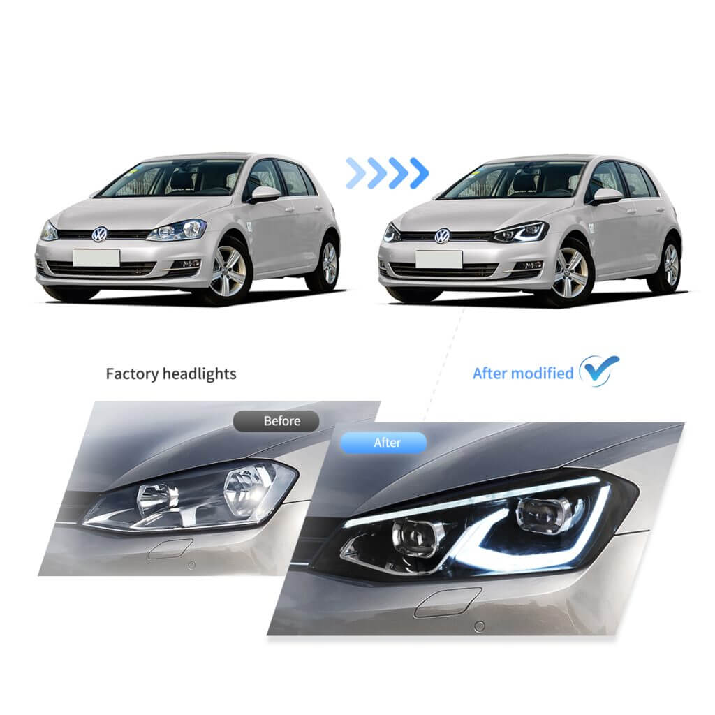 15-17 VW Golf 7/MK7 Vland LED Dual Beam Projector Headlights