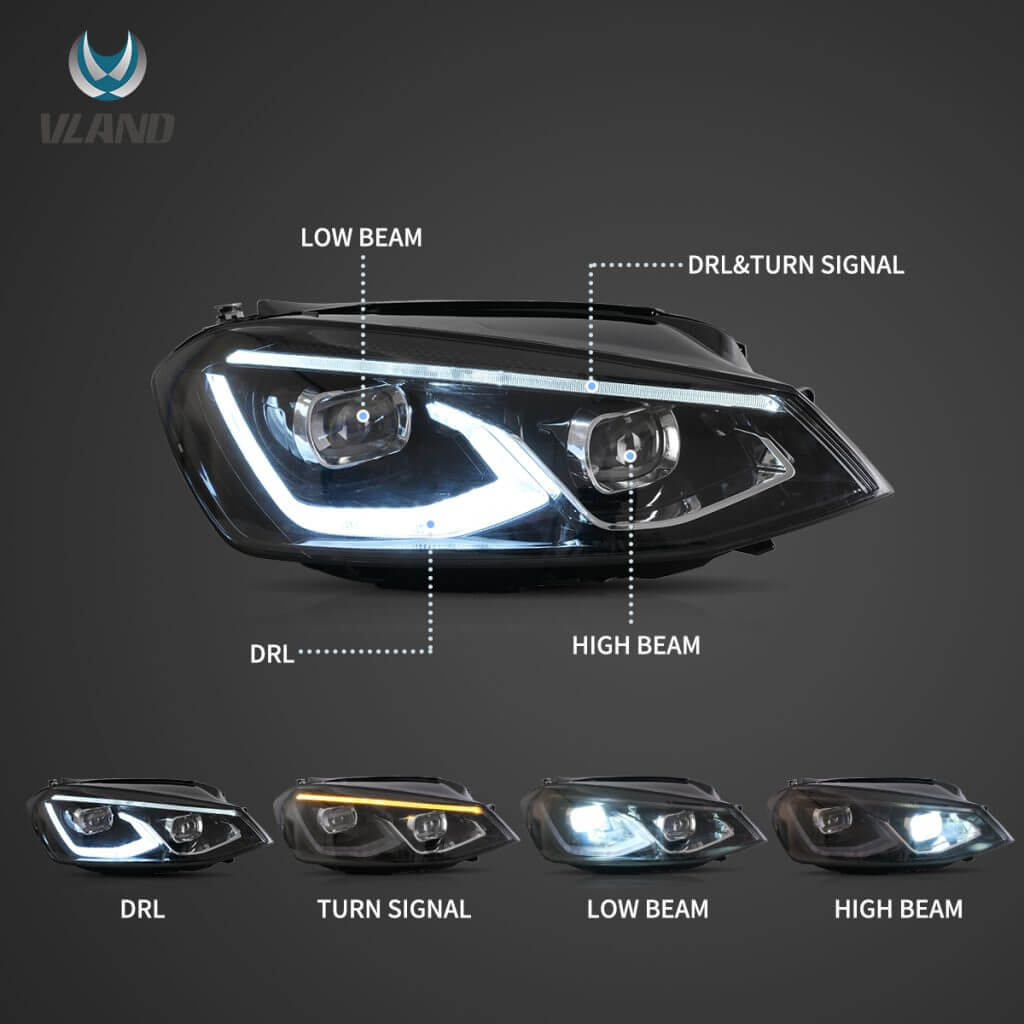 15-17 VW Golf 7/MK7 Vland LED Dual Beam Projector Headlights
