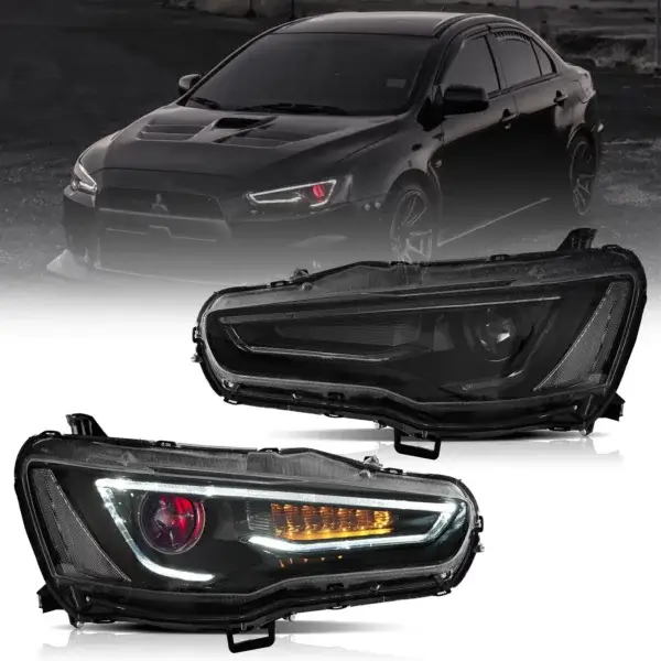 08-17 Mitsubishi Lancer Evo X Vland Headlights w/ Demon Eyes