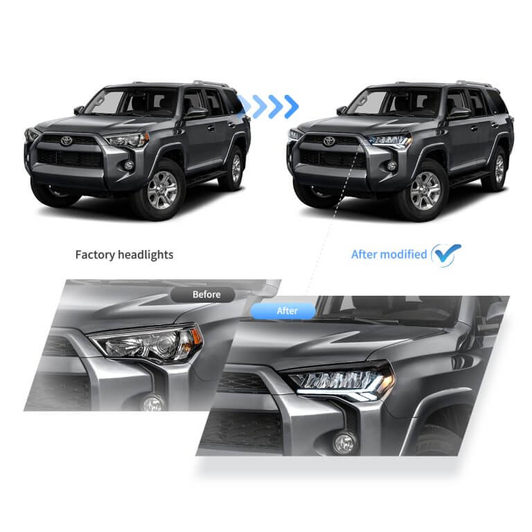 14-24 Toyota 4Runner 5th Gen Vland LED Reflection Bowl Headlights