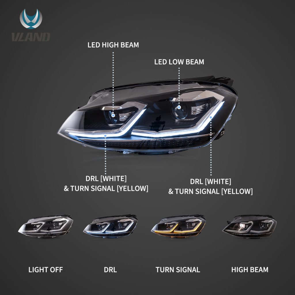 12-17 Volkswagen Golf 7th Gen (Mk7,Typ 5G) Vland LED Headlight